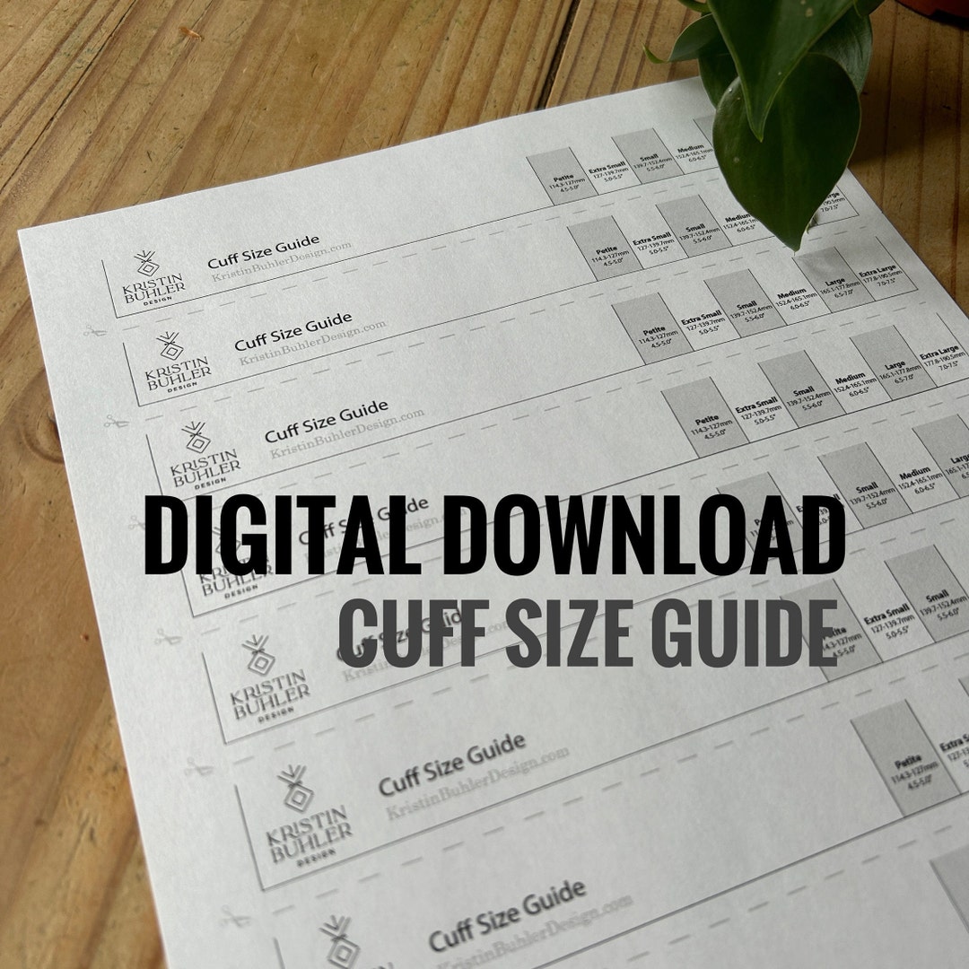 Cuff Size Guide—cuff Bracelet Templates—jewellery Template—digital ...
