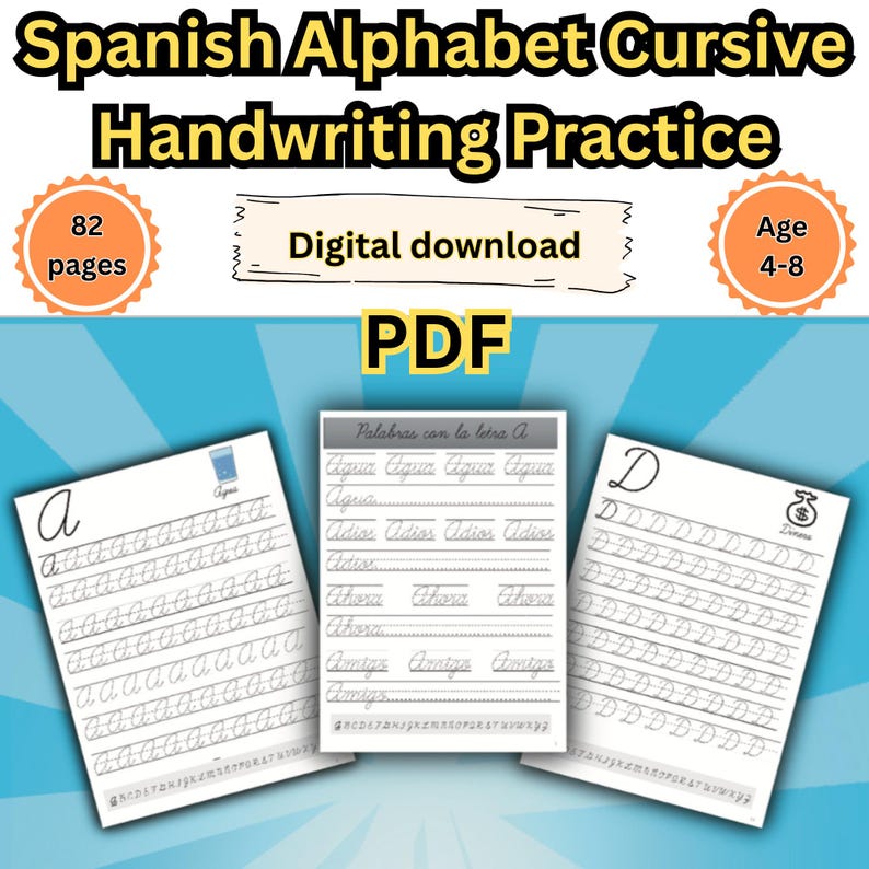 Spanish Alphabet Cursive Handwriting Practice Workbook | Tracing ...