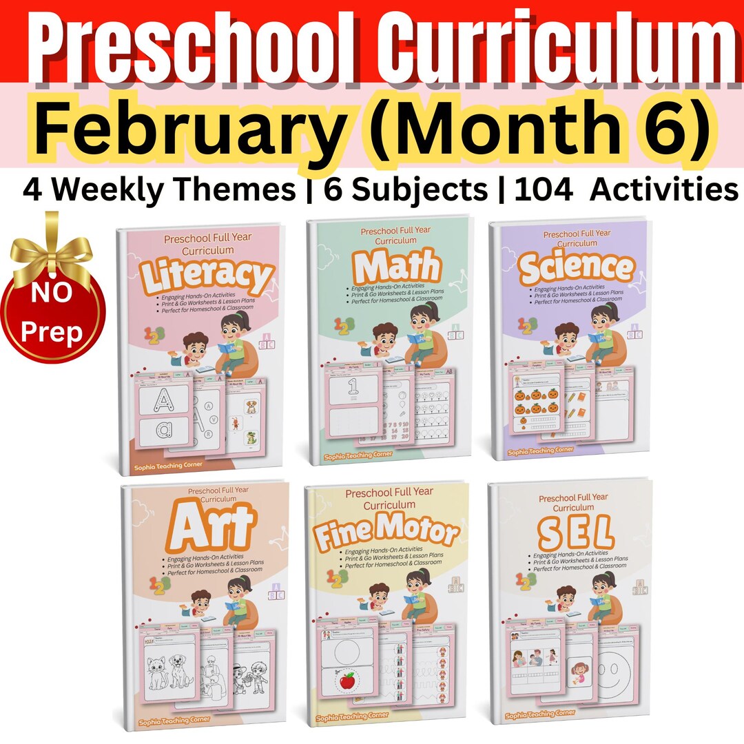 Preschool Curriculum February | 4 Weeks of Lesson Plans and Worksheets ...