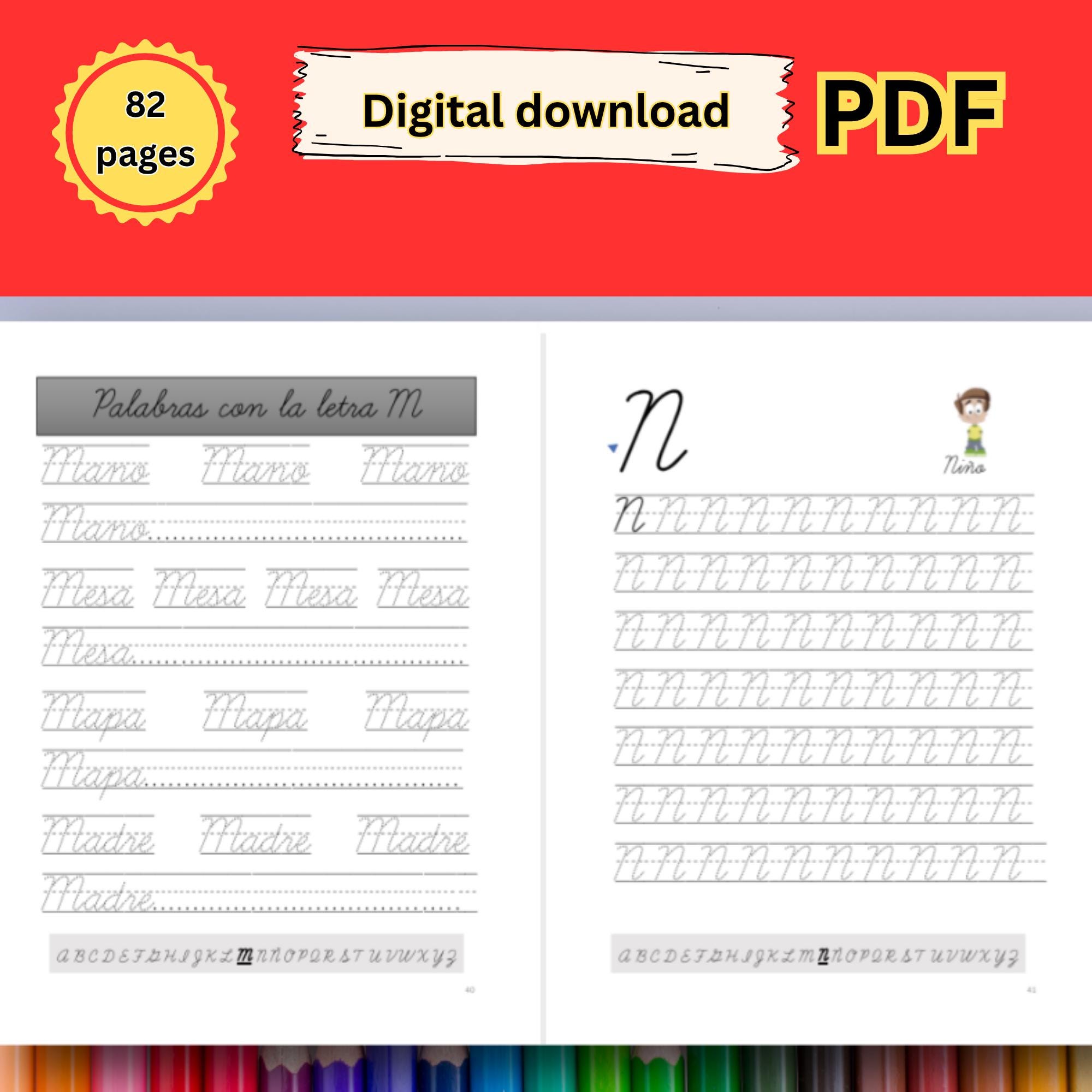 Spanish Alphabet Cursive Handwriting Practice Workbook | Tracing ...