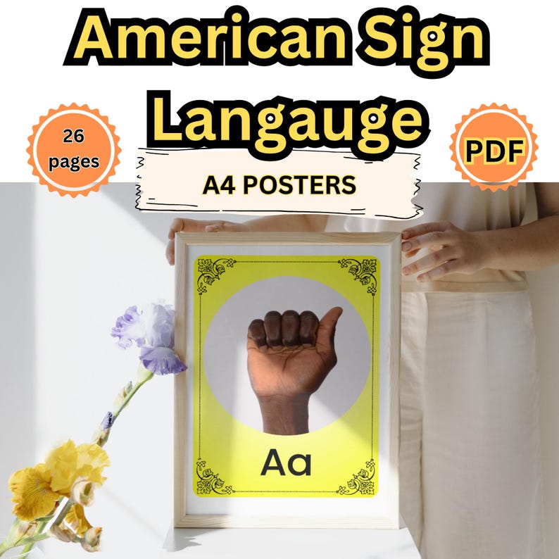 ASL Alphabet Posters – American Sign Language A-Z | 26 Printable Pages ...