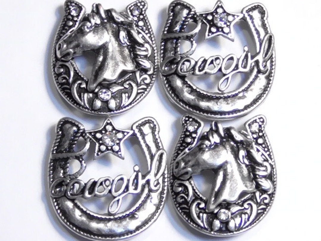 Four 2 Hole Slider Beads Clear Crystal Western Horseshoe "cowgirl ...