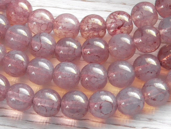 25 6mm Czech Mottled Light Rose Opal Luster Smooth Round | Etsy