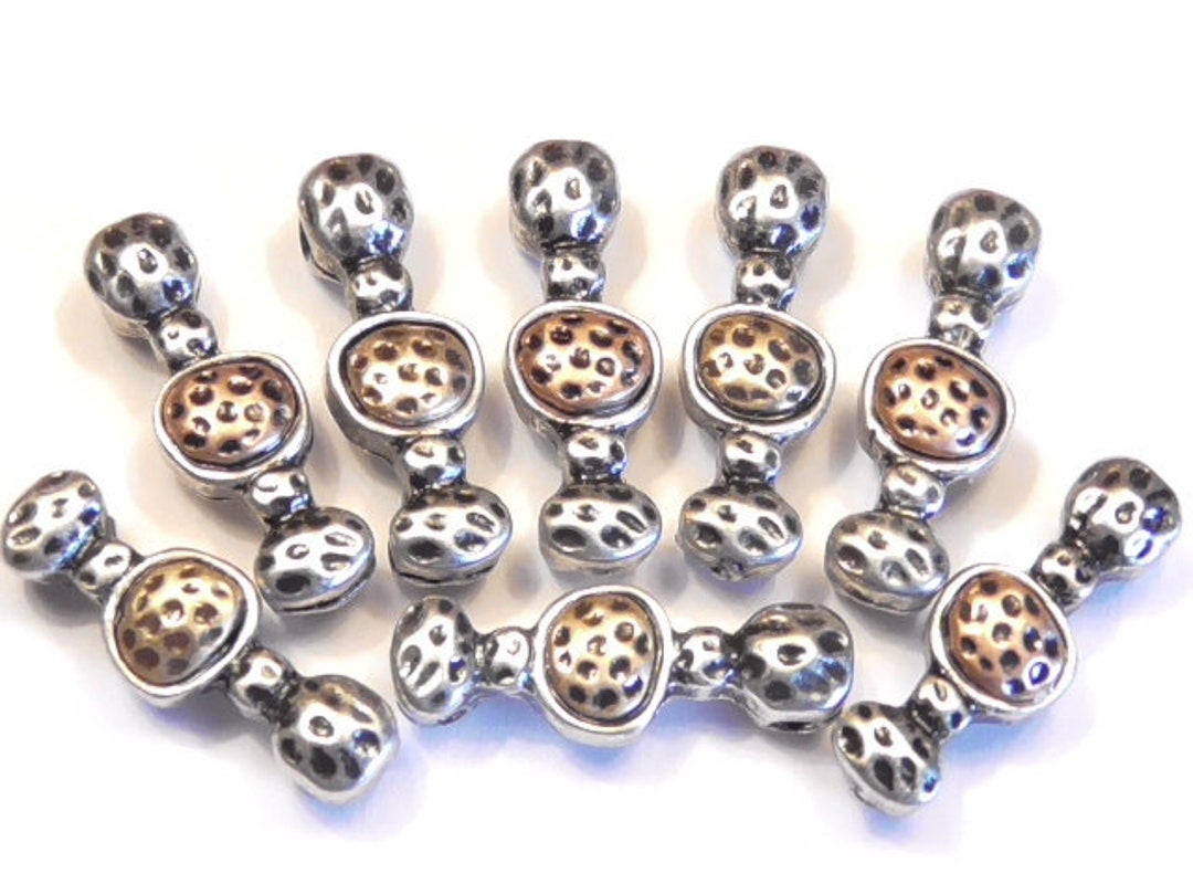 Eight 2 Hole Slider Beads 2 Hole Spacer Bars Tri-color Antiqued Copper ...