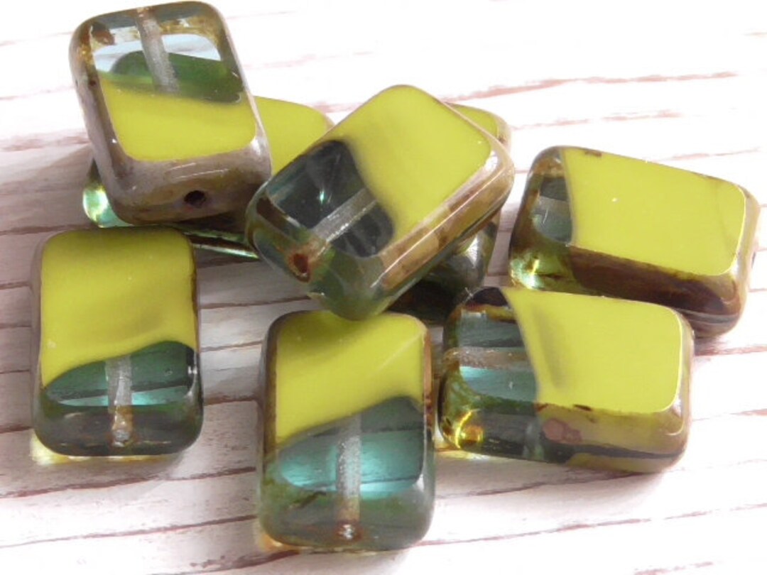 8 - 12x8mm Czech Transparent Pale Aqua Blue Opaque Gaspeite Green ...