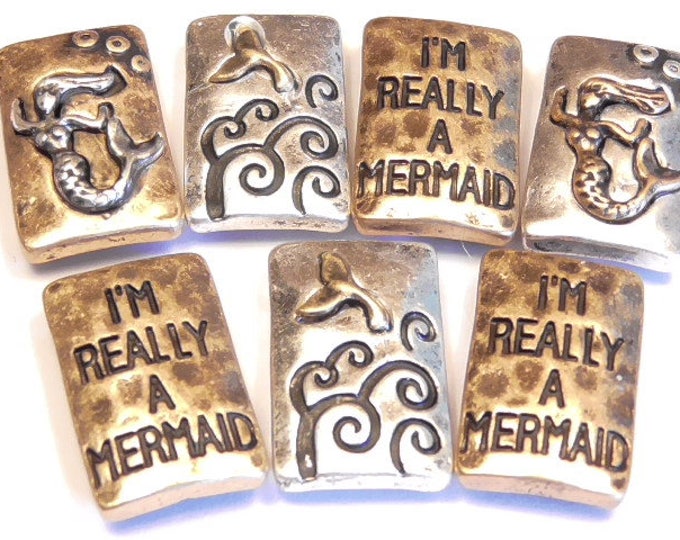 Four Large 2 Hole Slider Beads, 2 Hole Spacer Bars 1 3/8" Double Sea ...