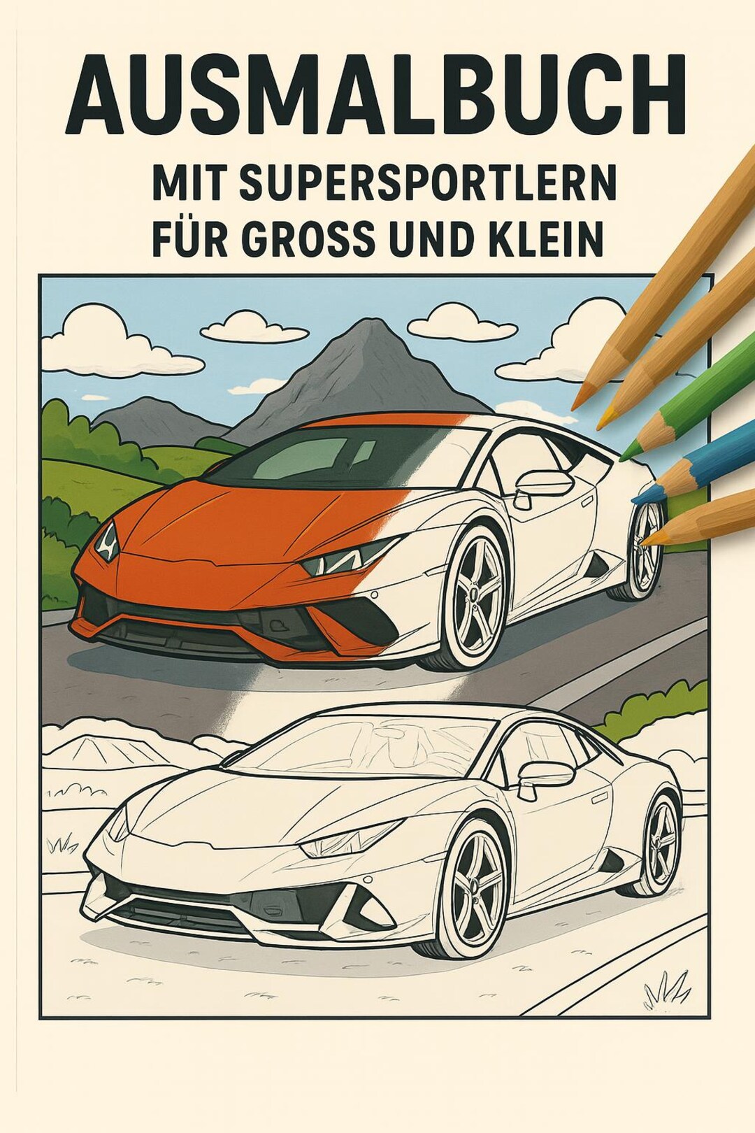 Coloring Book With Super Sports Cars for All Ages – Lamborghini Huracán ...