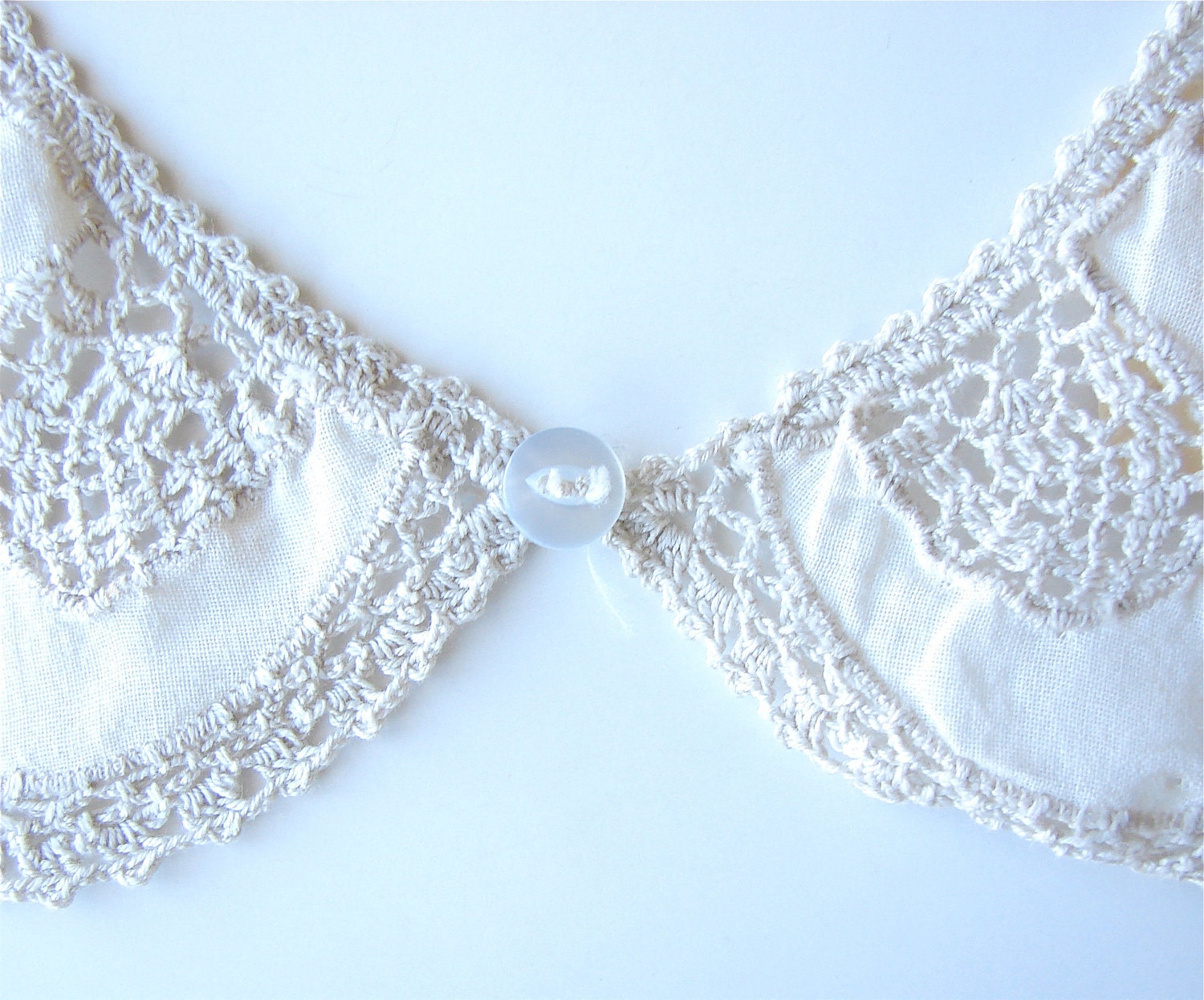 Vintage Linen and Crochet Lace Faux Collar - Etsy