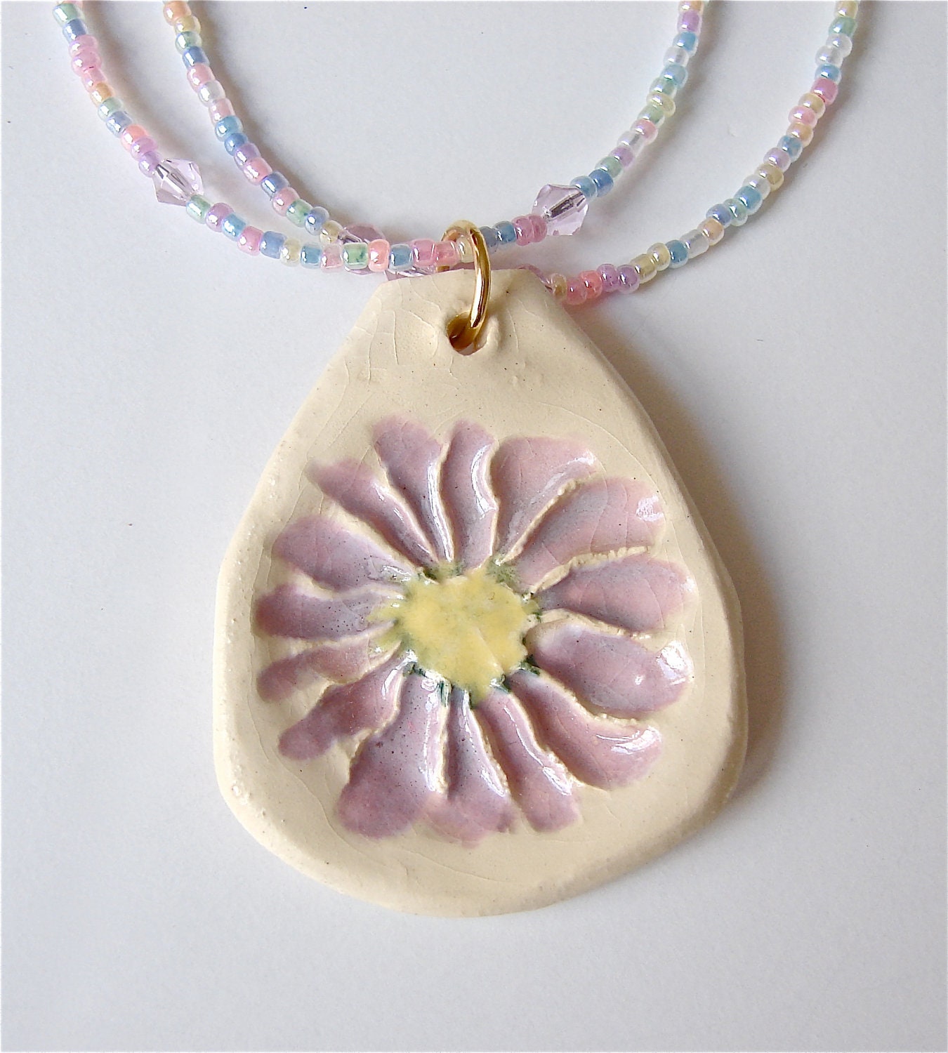 Pink Daisy Double Strand Beaded Necklace - Etsy