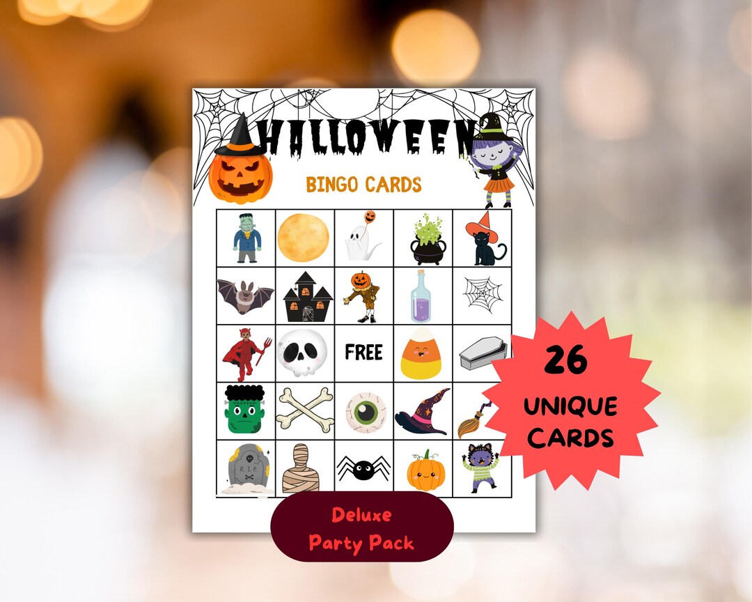 Printable Halloween Bingo Deluxe Set, 26 Unique Cards, Halloween Games ...