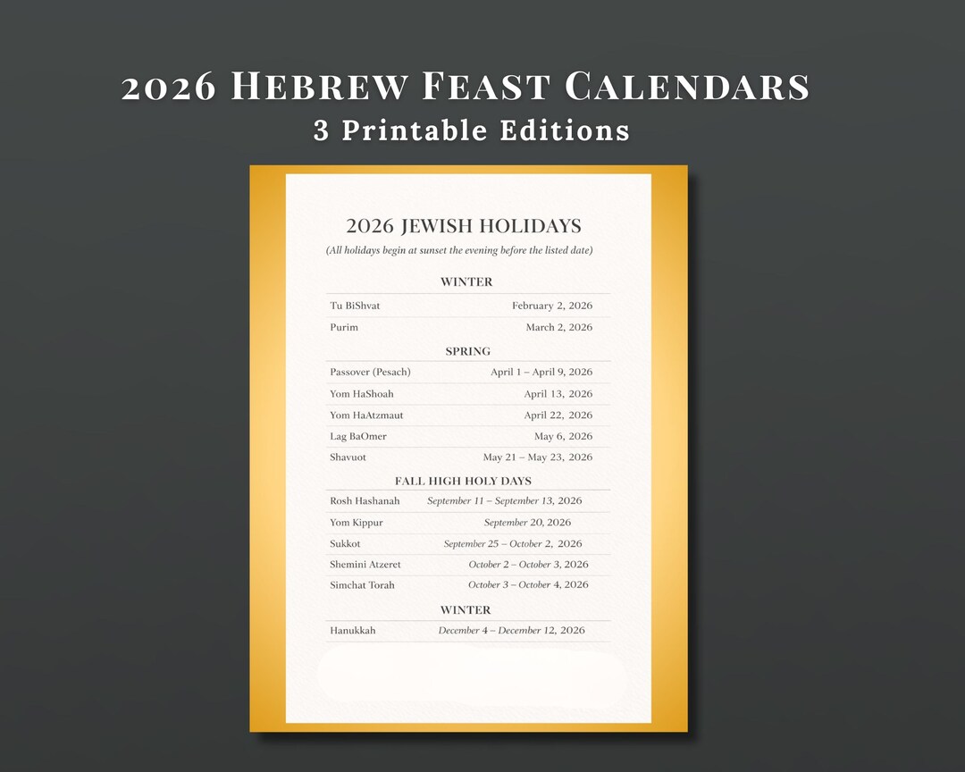 Calendrier hébreu 2026 | Fêtes juives, fêtes israélites hébraïques et ...