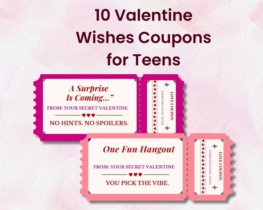 Printable Secret Valentine Coupons for Teens | 10 Fun & Kind School ...