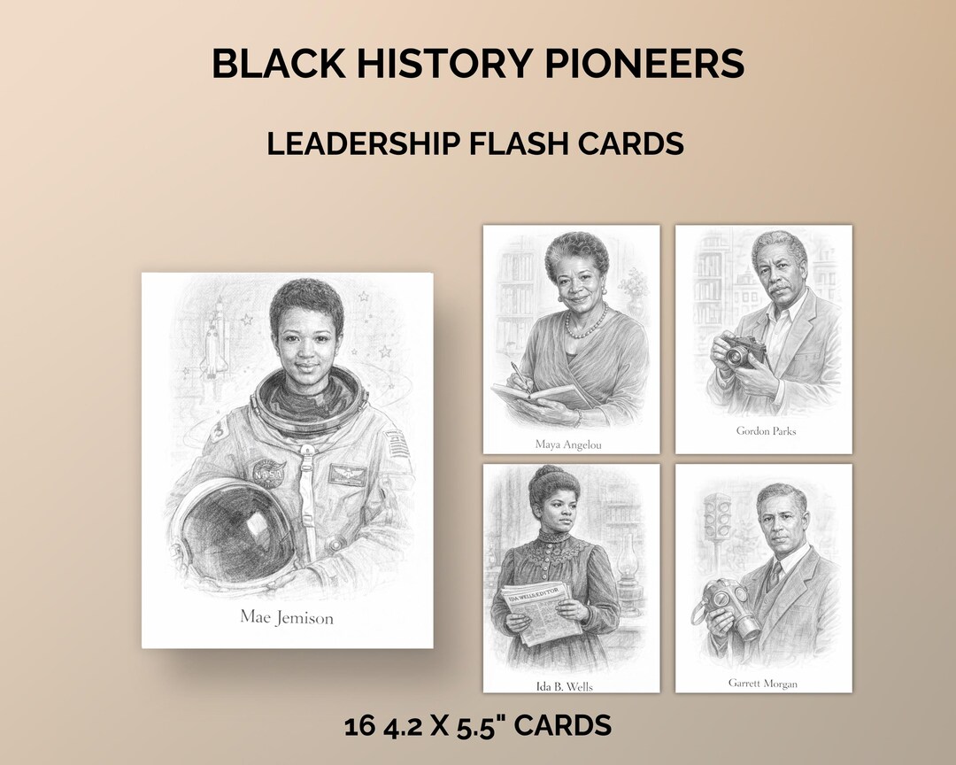 Black History Pioneers Flashcards | Hand-drawn African American ...