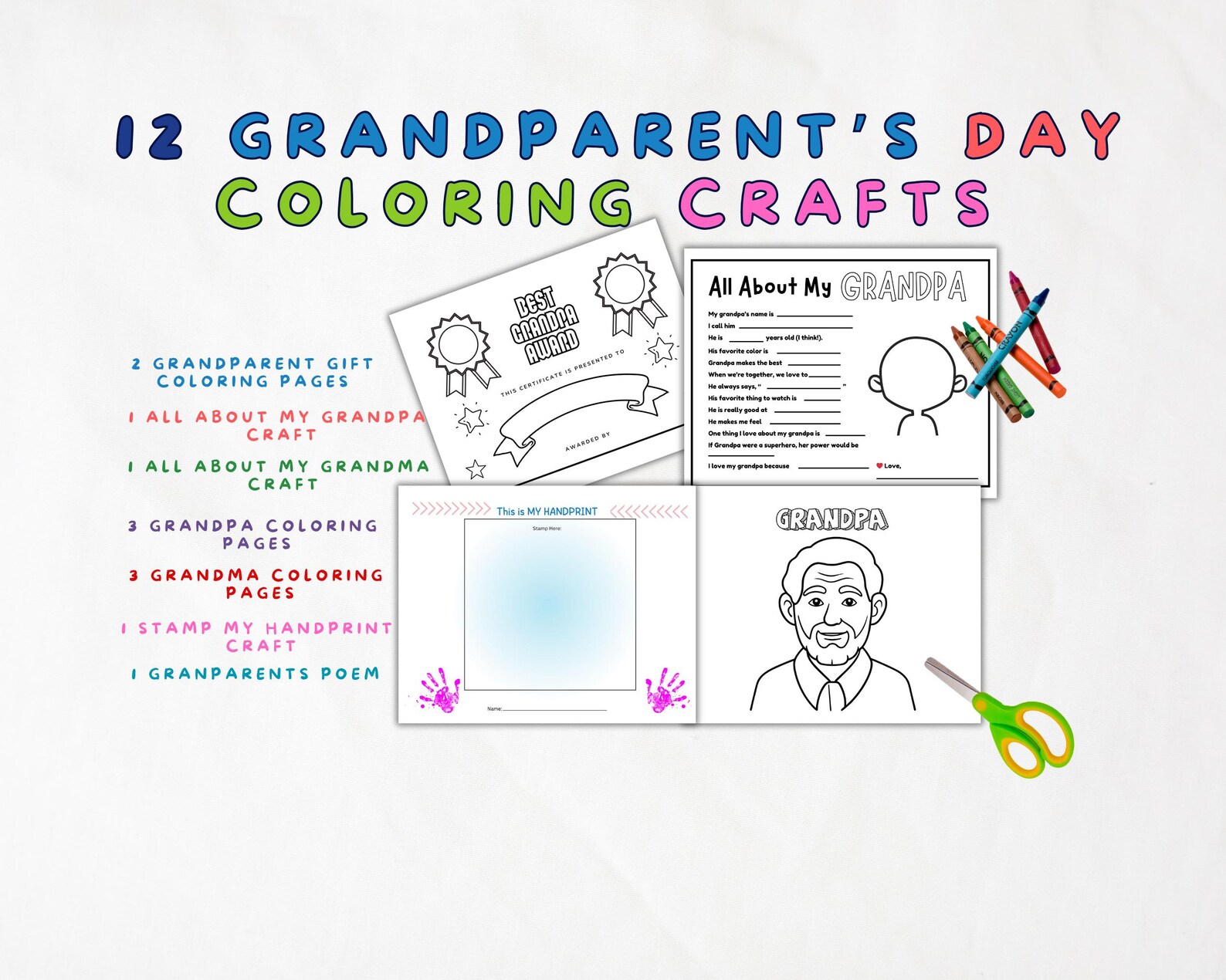 Grandparents Day Love Kit: Coloring Pages & Award Certificates for Kids ...