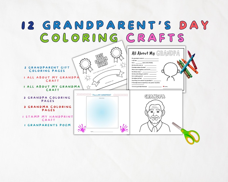 Grandparents Day Love Kit: Coloring Pages & Award Certificates for Kids ...
