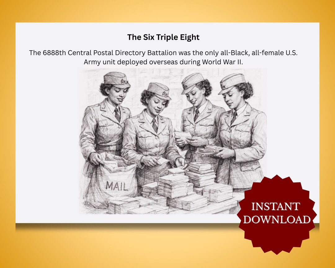 6888th Central Postal Battalion Posters | Six Triple Eight WWII Black ...