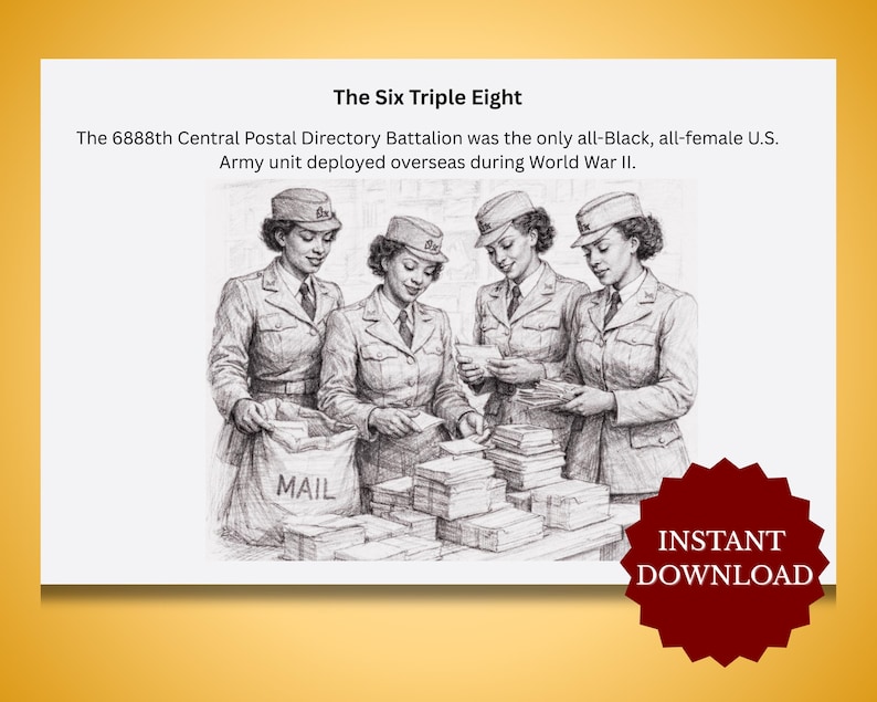 6888th Central Postal Battalion Posters | Six Triple Eight WWII Black ...