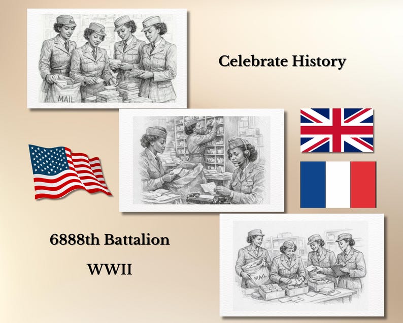 6888th Central Postal Battalion Posters | Six Triple Eight WWII Black ...