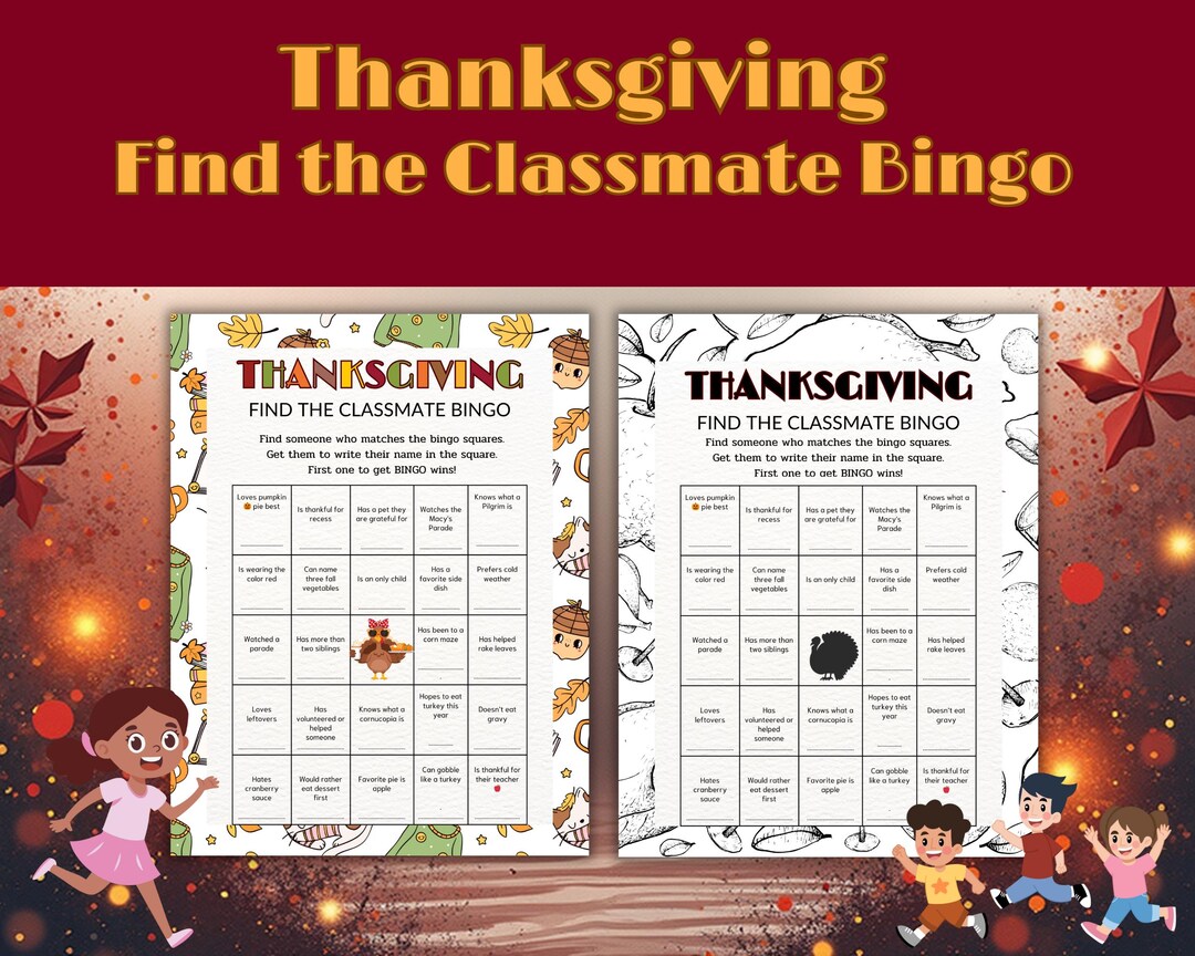 Thanksgiving Find the Classmate Bingo | Classroom Icebreaker Game ...
