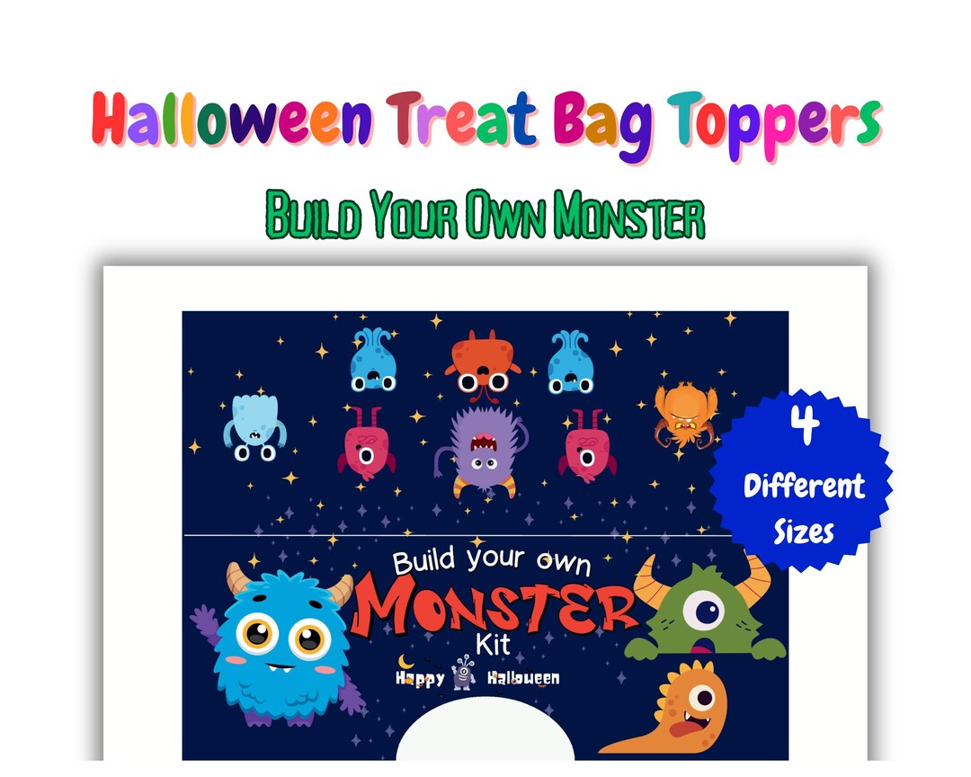 Build Your Own Monster Treat Bag Topper | Printable Halloween Favor Tag ...