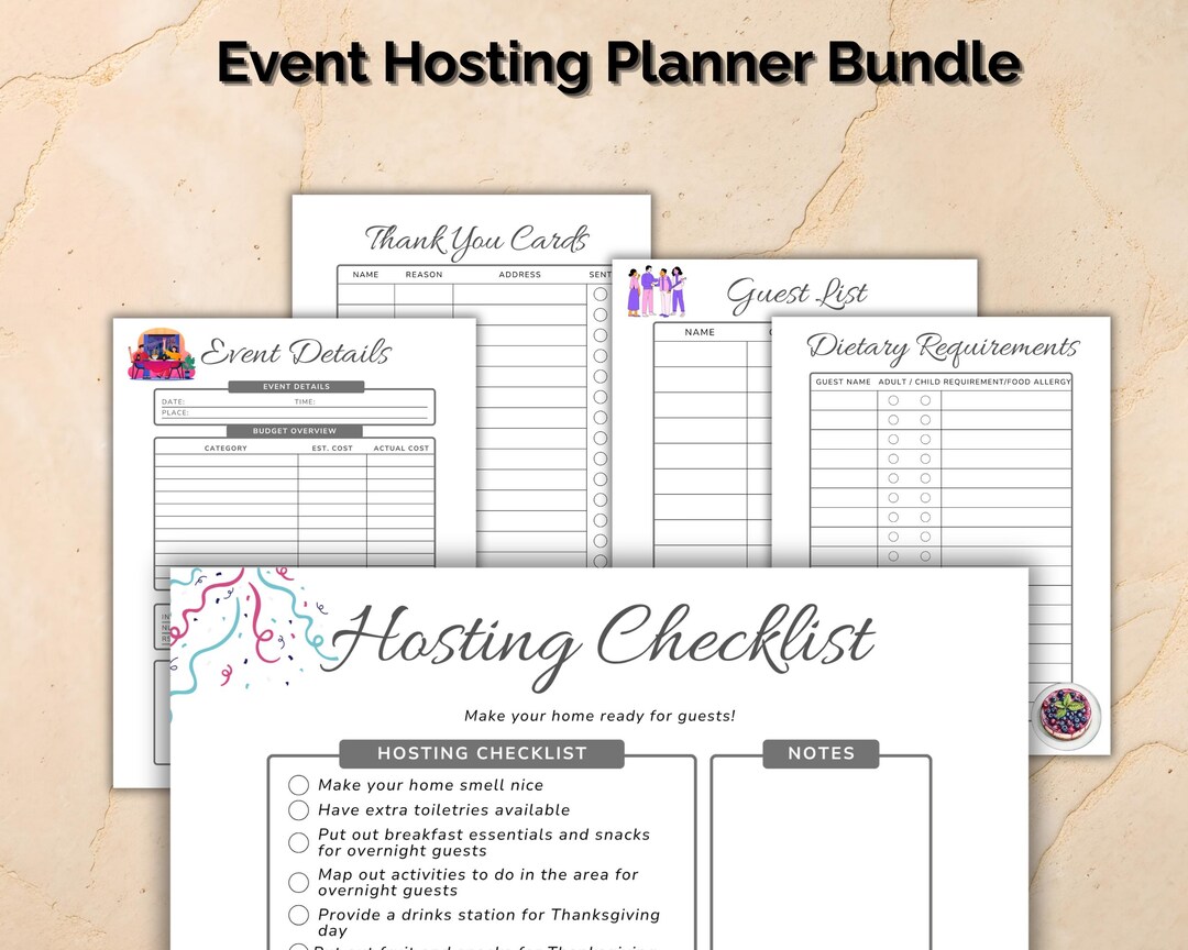 Event Hosting Planner | Hosting Checklist, Guest List, Event Details ...