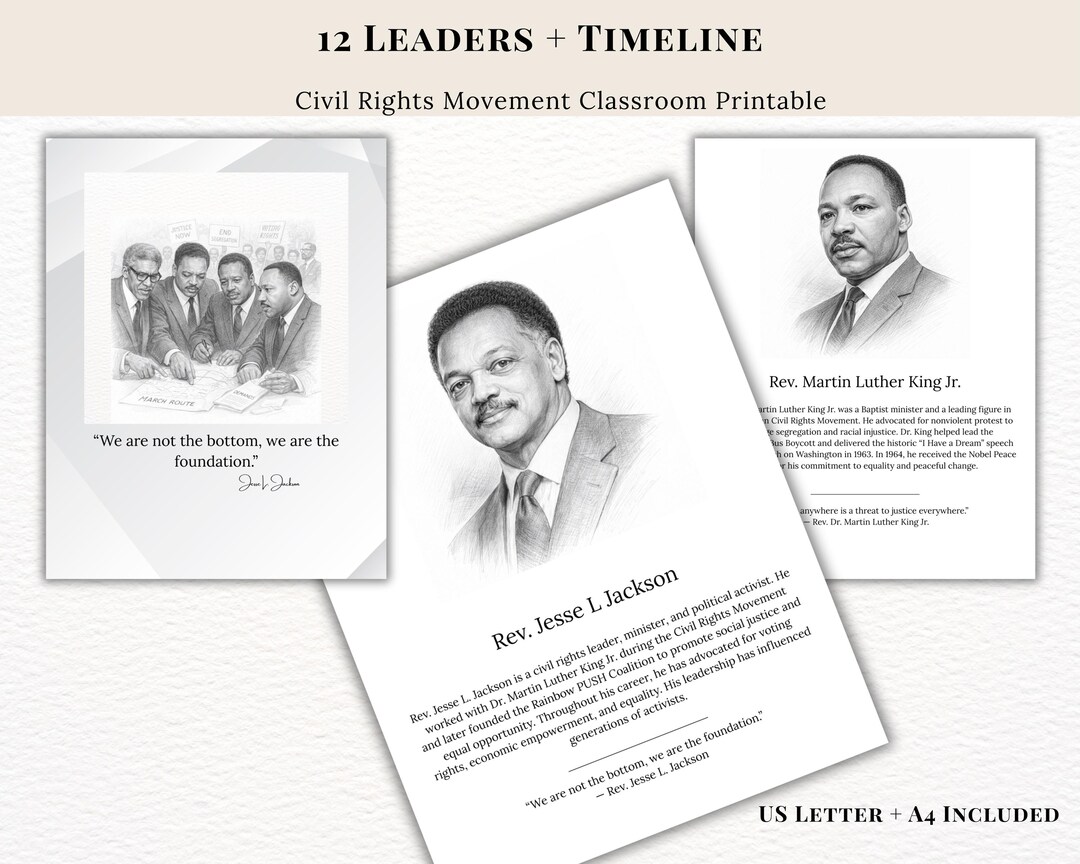 Jesse Jackson & Civil Rights Leaders Poster Set | Civil Rights Movement ...