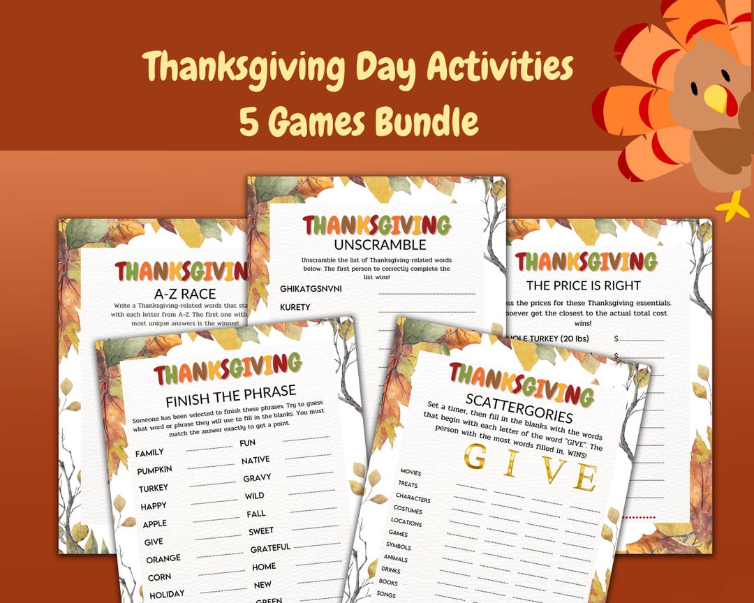 Thanksgiving Games Bundle Printable | Family & Friendsgiving Party ...