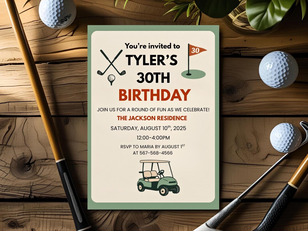 Golf 30th Birthday Invitation, Editable Canva Template, Par-tee Theme ...