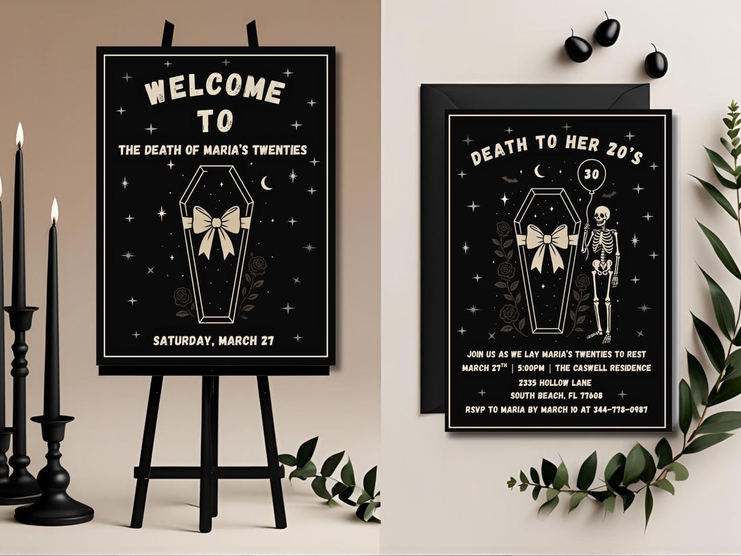 Death to My 20s Birthday Invitation Bundle, 30th Birthday Invite, Girly ...