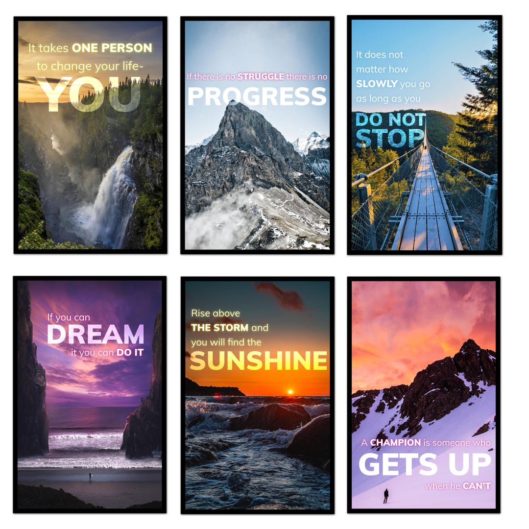 6 Inspirational Posters - Motivational Posters Set for Classroom, Gym ...