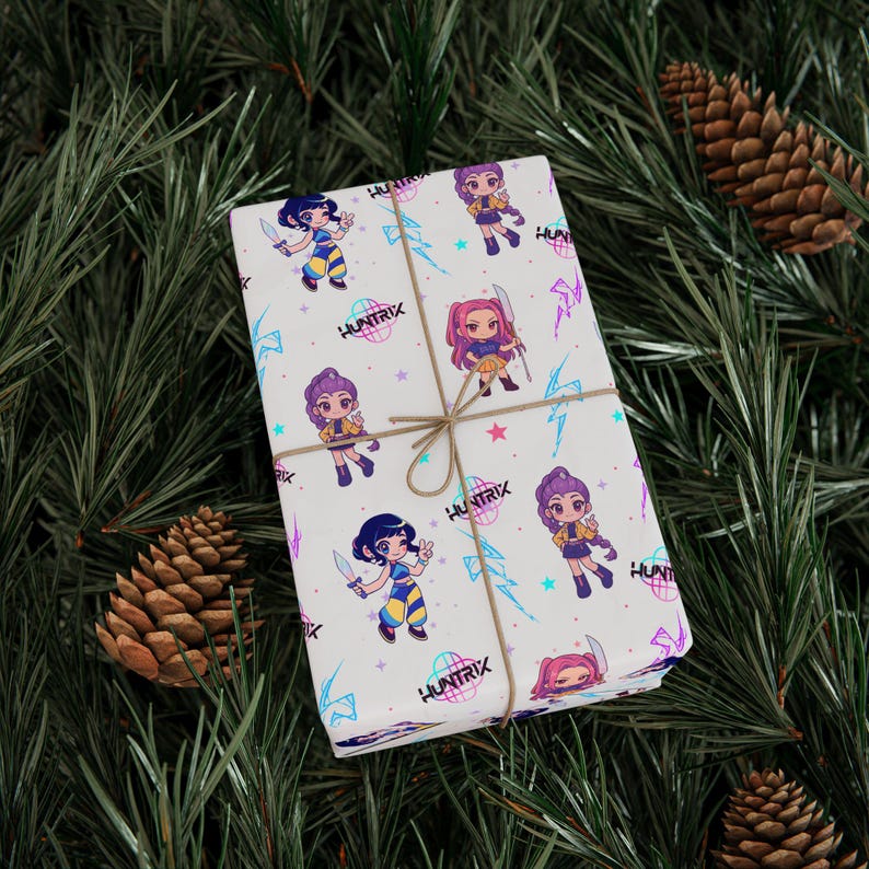 K-pop Demon Hunter Anime Wrapping Paper | Cute Chibi Gift Wrap | Kawaii ...