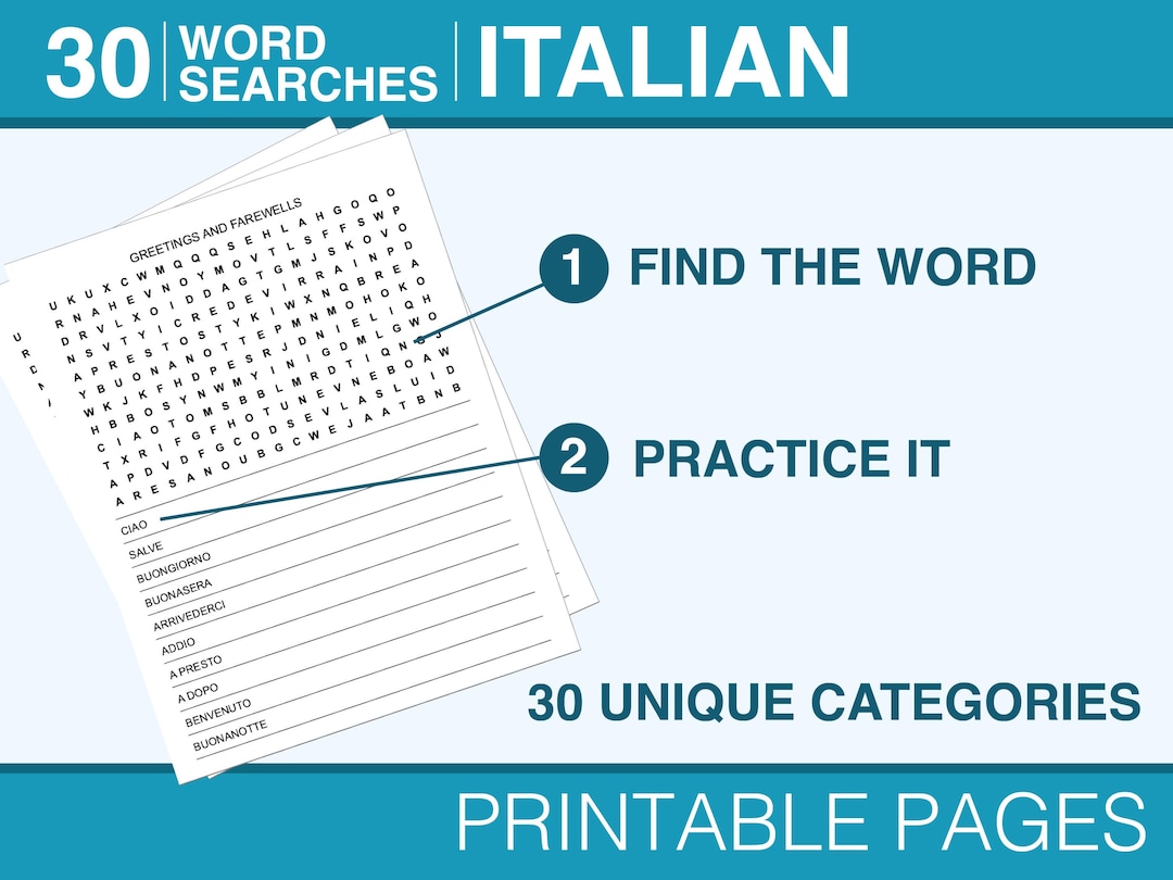 Italian Word Search: 30 Puzzles to Boost Your Vocabulary 10 Words at a ...