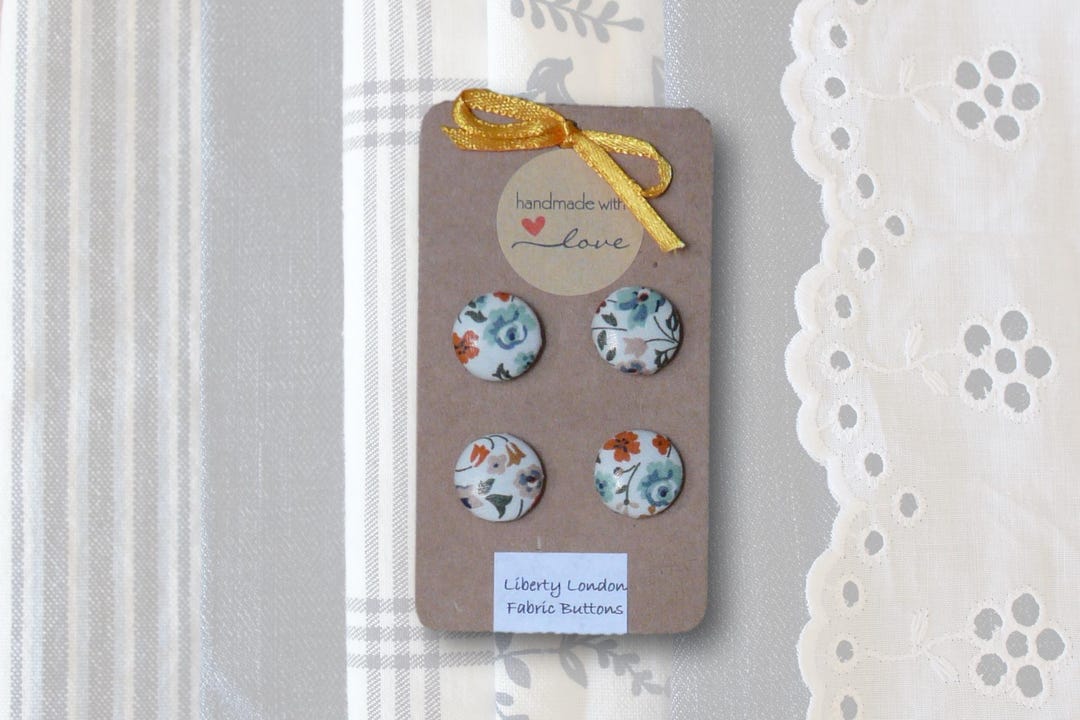 Liberty Fabric 15mm Buttons, a Set of 4 Round Shank Buttons in Liberty ...