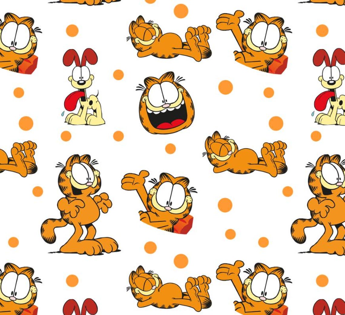 Kawaii Laughing Garfield Print Cotton Fabric-soft 100% Cotton for Kids ...