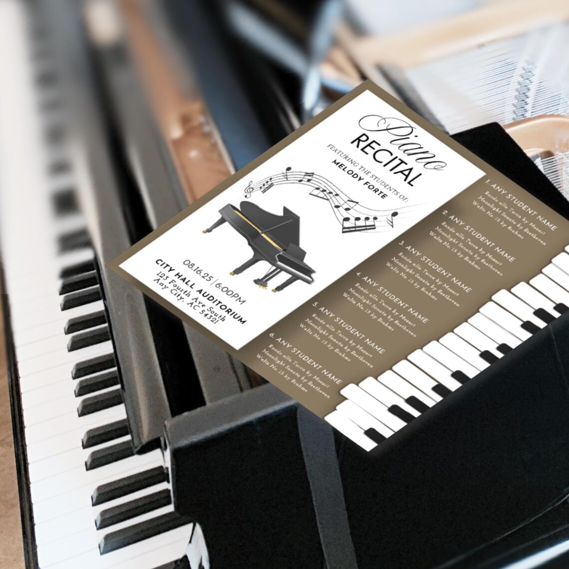 Piano Recital Program - Canva Template {editable} - Etsy