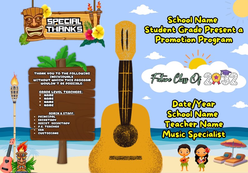 Hawaiian Themed Music Concert Program {100% Editable Canva Template ...