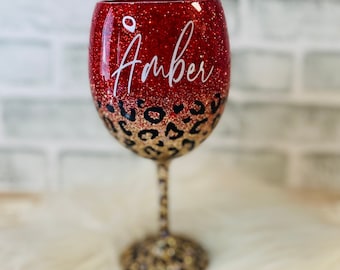 Cheetah Wine Glass | Etsy
