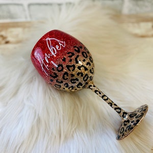 Red and Gold Cheetah Wine Glass - Etsy