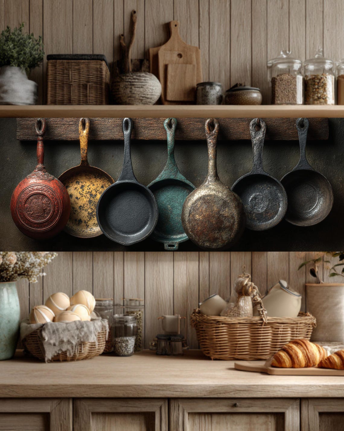 Antique Cast Iron Pans Canvas Art | Vintage Kitchen Wall Decor - Etsy