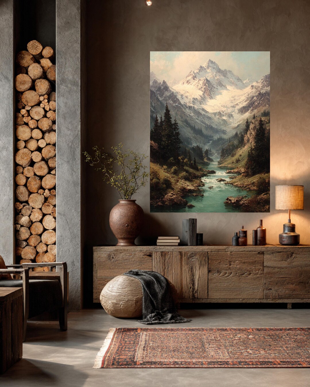 Vintage Swiss Alps Oil Painting: Edward Weber Style Landscape Art - Etsy