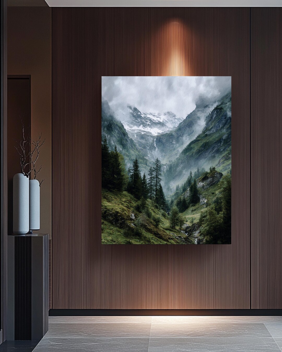 Snowy Alps Vertical Canvas Art: Impressionist Mountain Landscape - Etsy