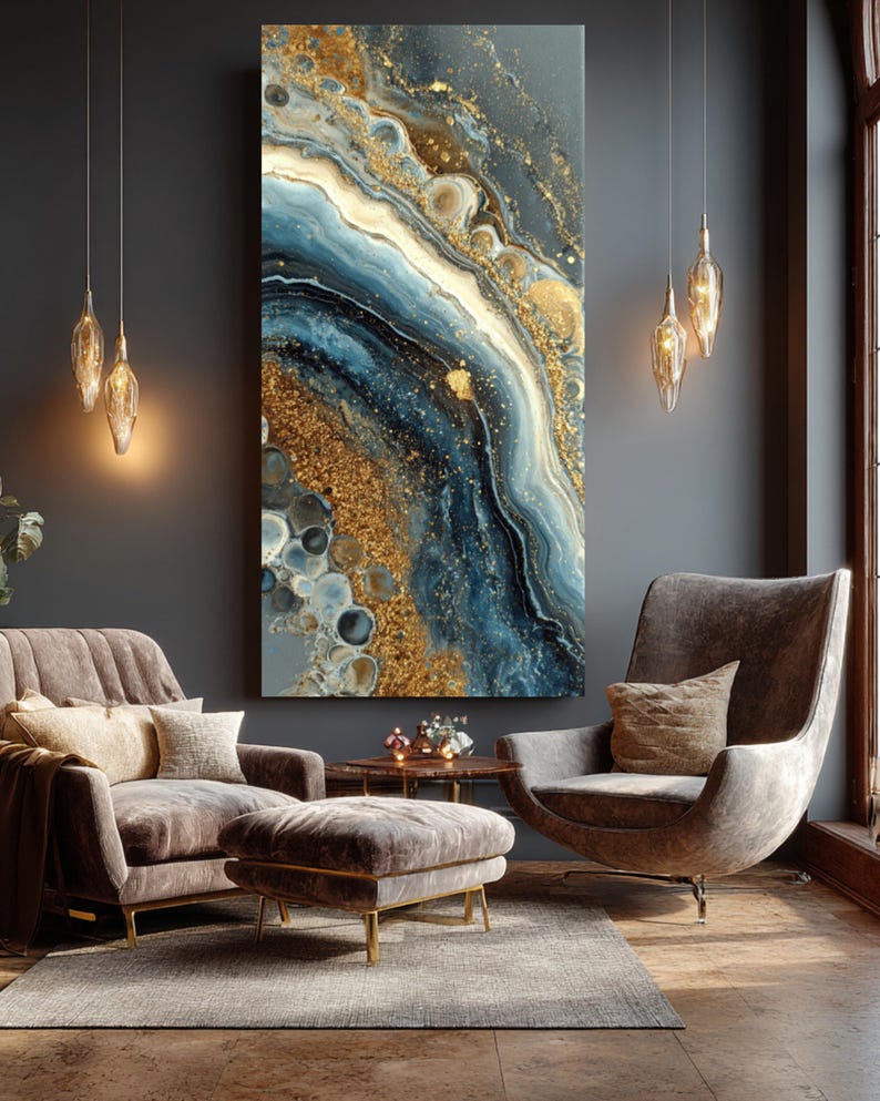 Swirling Marble Abstract Canvas: Gray, Gold Glitter Wall Art - Etsy UK