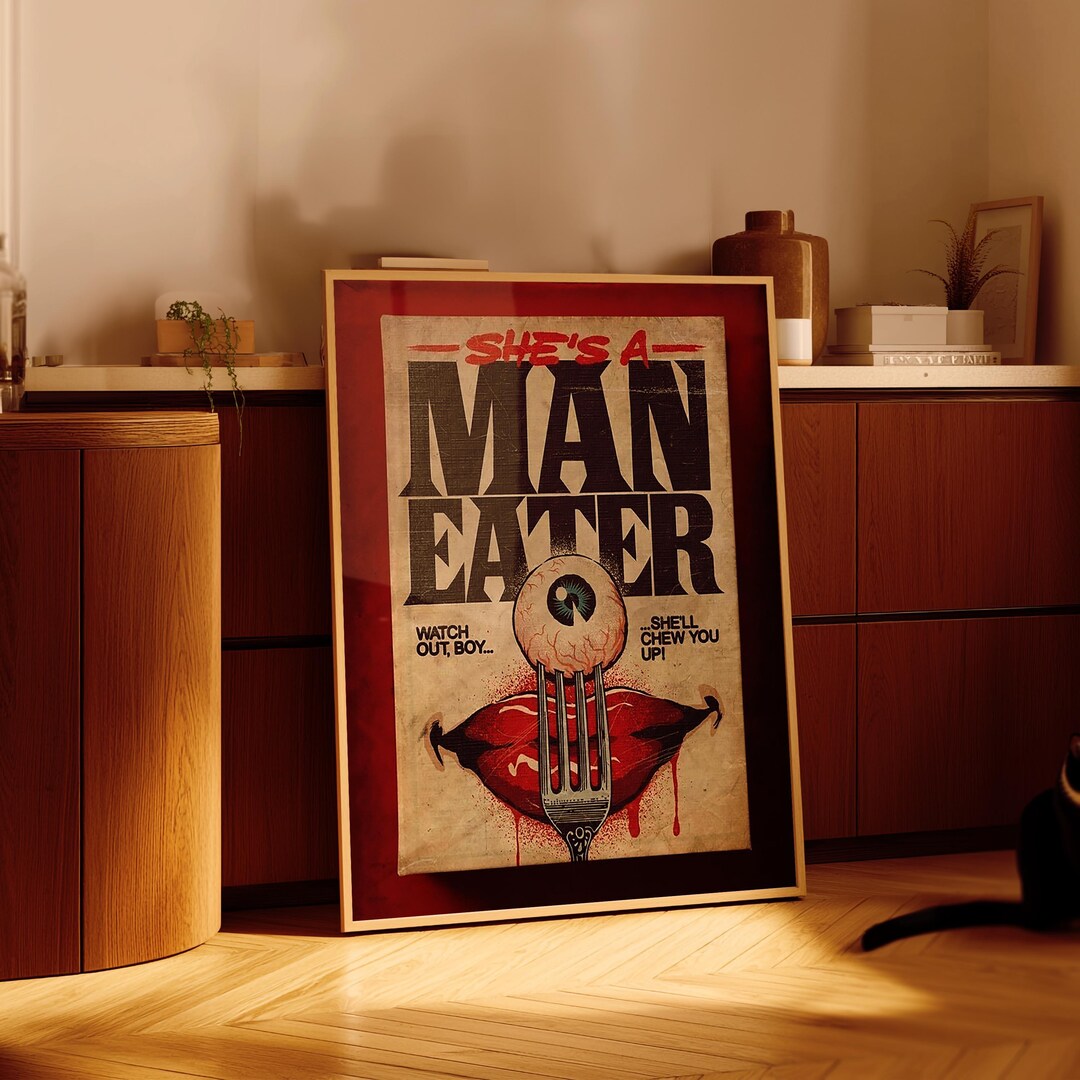 80s Retro Horror Poster | She's a Maneater Dark Nostalgia Art ...