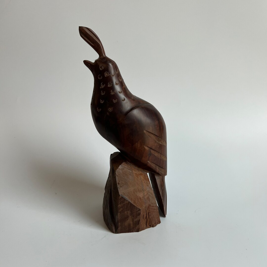 Hand Carved Wood Quail Sculpture Man Cave Bookcase Decor 11 Tall - Etsy