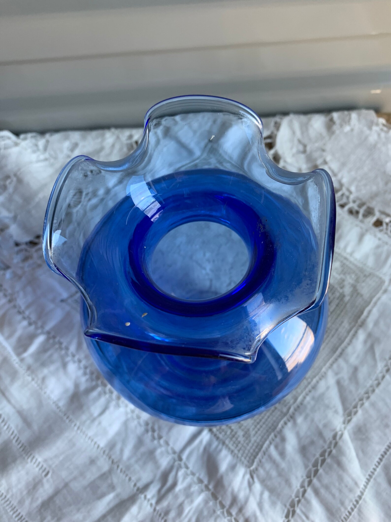 Vintage Cobalt Blue Vase with Ruffled Lip 7 Tall | Etsy