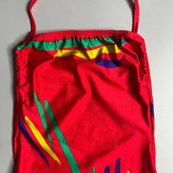 Vintage Bathing Suit 70s 80s Swimwear Red with Purple… - Gem