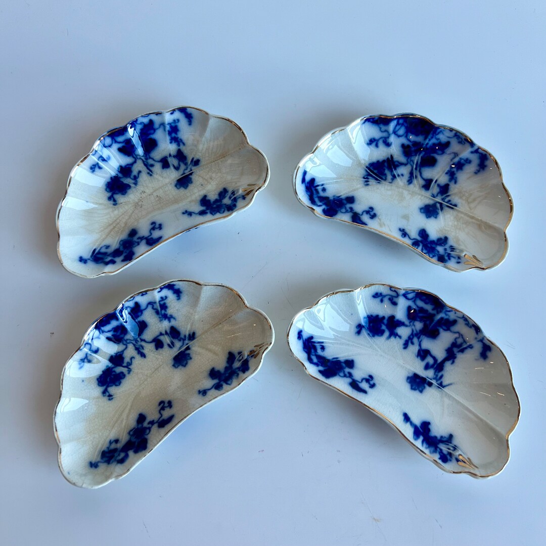 4 Flow Blue Antique Bone Plates Transferware W.H. Grindley Pattern ...