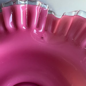 Vintage Fenton Pink and White Silvercrest 11" Bowl With Ruffle Lip - Etsy