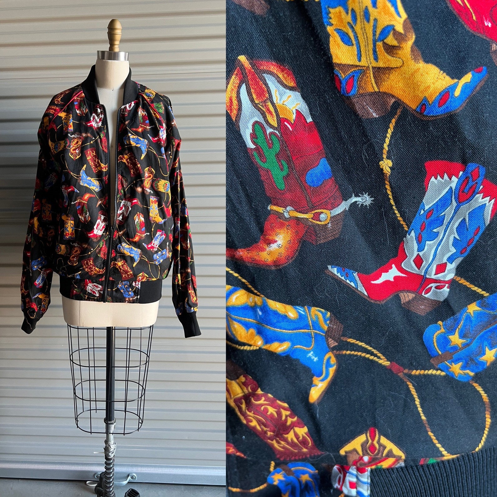 1980s Red Western Jacket With Fancy Cowboy Boots Over Size | Etsy