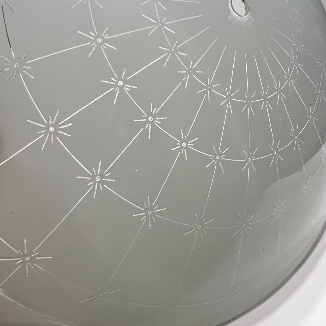 Vintage Light Shade Frosted White With MCM Stars Fairly Flat One Hole ...